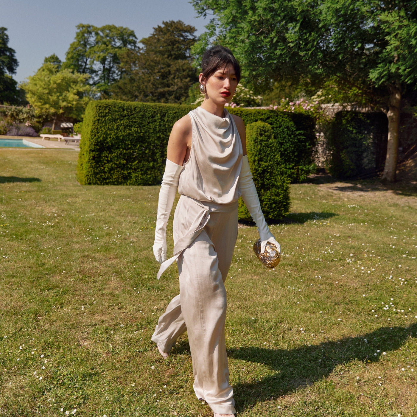 Leather Opera Gloves with Mousquetaire - Séverine